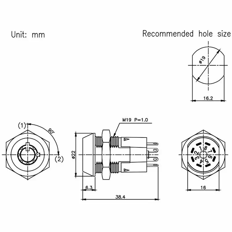 19mm UL Certified Switch Lock With 7 Pin Tumbler Mechanism - Buy 19mm ...